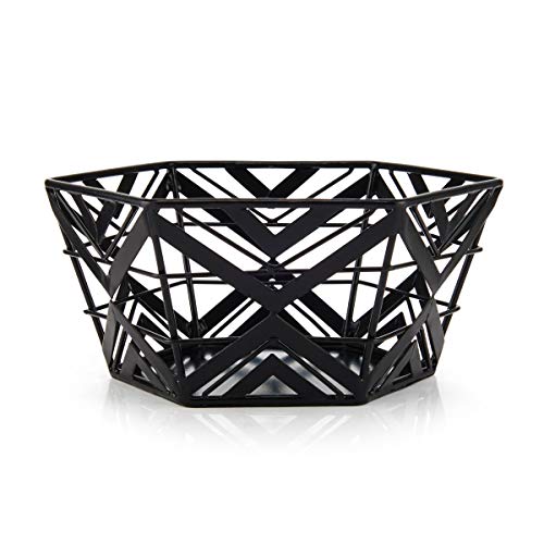 Scott Living Luxe Centerpiece Fruit Storage Basket, 10-Inch, Black