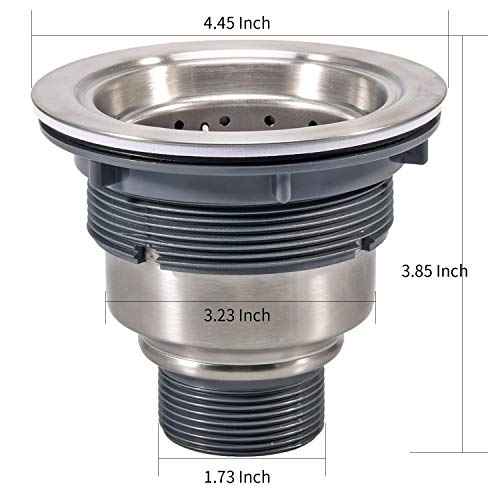3-1/2 Inch Sink Drain Assembly Kit, Removable Deep Sink Strainer Basket with Sink Stopper/Sealing Lid for Home, Kitchen, Stainless Steel