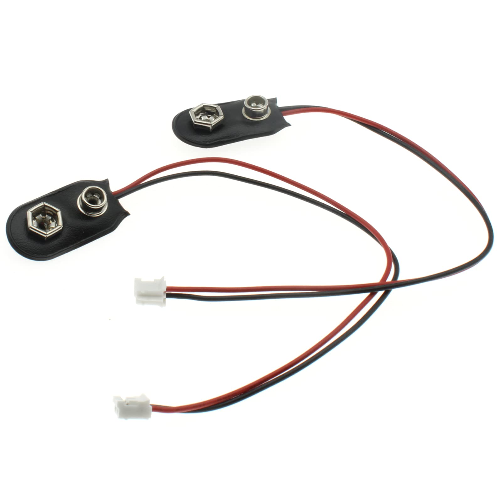 LBTODH 9V Battery Clip Connector 2PCS I-Type 9 Volt Battery Clip 9V Battery Snap to 2-Pin PH2.0 Connector Flexible Buckle Plastic Housing (15CM)