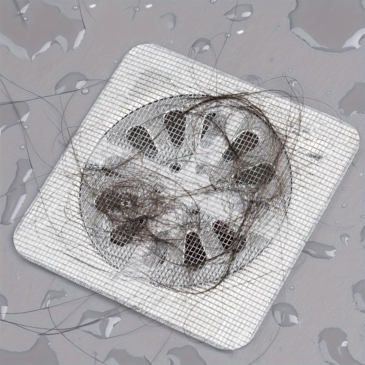 25 Pack,4" X 4" Disposable Shower Drain Cover Hair Catcher, Square Shower Drain Mesh Sticker, Bathroom, Laundry, Bathtub, Kitchen, Sink, for Human & Pet (25 PCS)