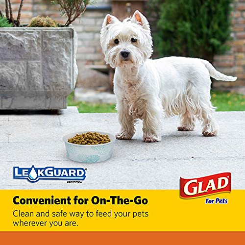 Glad for Pets Disposable Feeding Bowls | Small Dog Bowls in Teal Pattern | 1.75 Cup Feeding Size, 50 Count - Dog Bowls are Great for Dry and Wet Dog Food or Water