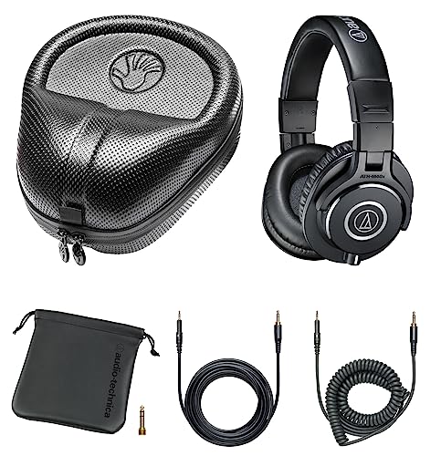 Audio-Technica ATH-M40x Professional Studio Monitor Headphones + Slappa Full Sized HardBody PRO Headphone Case (SL-HP-07)
