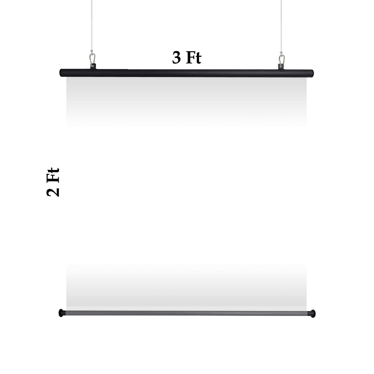 BANNER BUZZ MAKE IT VISIBLE BannerBuzz Hanging Clamp Bar Sneeze Guard with Clear Tarp Film Protective Shield for Office, Cafes, Retail Stores, Cashier, Receptionist (3' x 2')