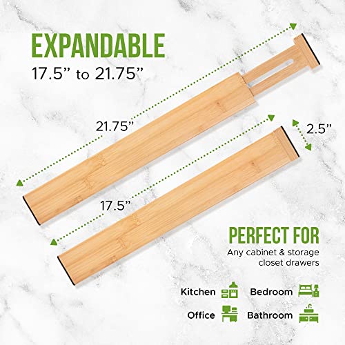 Velt Products Bamboo Drawer Dividers (17.5"-21.75") β Adjustable Divider Organizer for the Kitchen, Bedroom, and Bathroom β Organization Help for a Dresser, Cabinet, Storage Rooms
