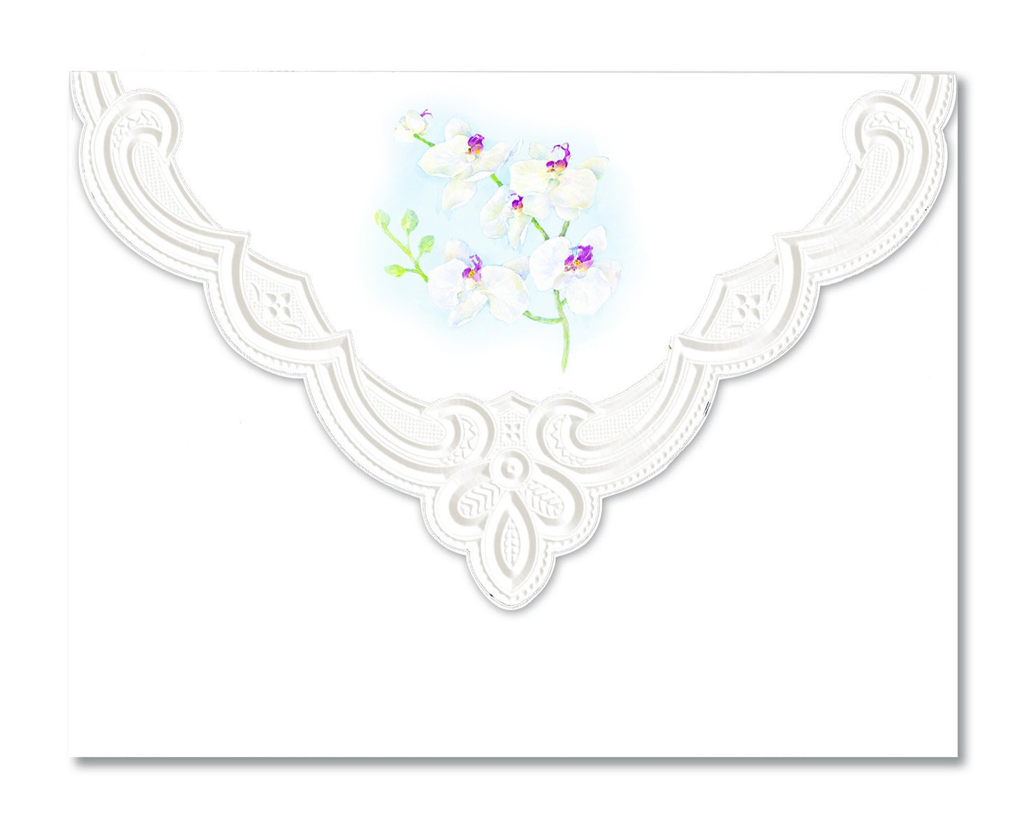 Carol Wilson Fine Arts Inc.- White Orchid - Embossed & Die Cut Blank Note Cards in Portfolio Box - 10 count - ncp2213