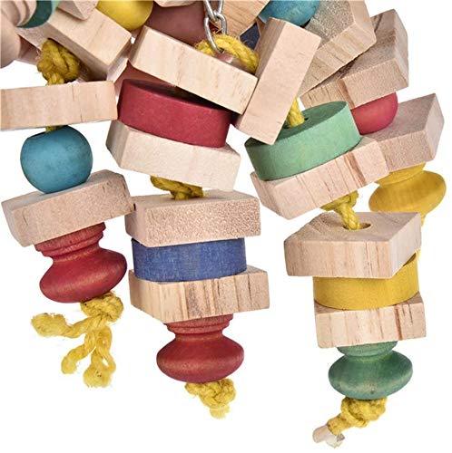 Litewoo Large Bird Parrot Toys, Colorful Bite Wood Block for Medium Large Parakeet Cockatiel Budgie Cockatoo Macaw Conures African Grey Parrot(B)