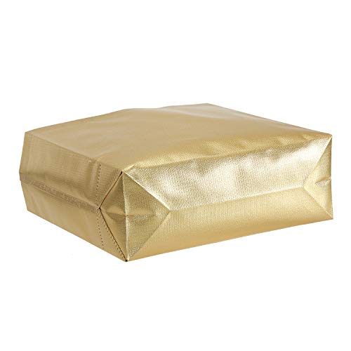 Tosnail 20 Pack Large Glossy Gold Reusable Grocery Bags Shopping Tote Bag with Handle Present Bag Gift Bag for Weddings, Birthdays, Party, Event