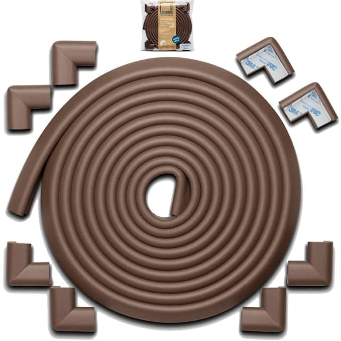27ft Edge 8 Corners - Bundle & Save - RovingCove HeftyFit Edge Guard (9ft Edge Only, Coffee Brown) + RovingCove HeftyFit Edge Corner Guards (18ft Edge 8 Corners, Coffee Brown)