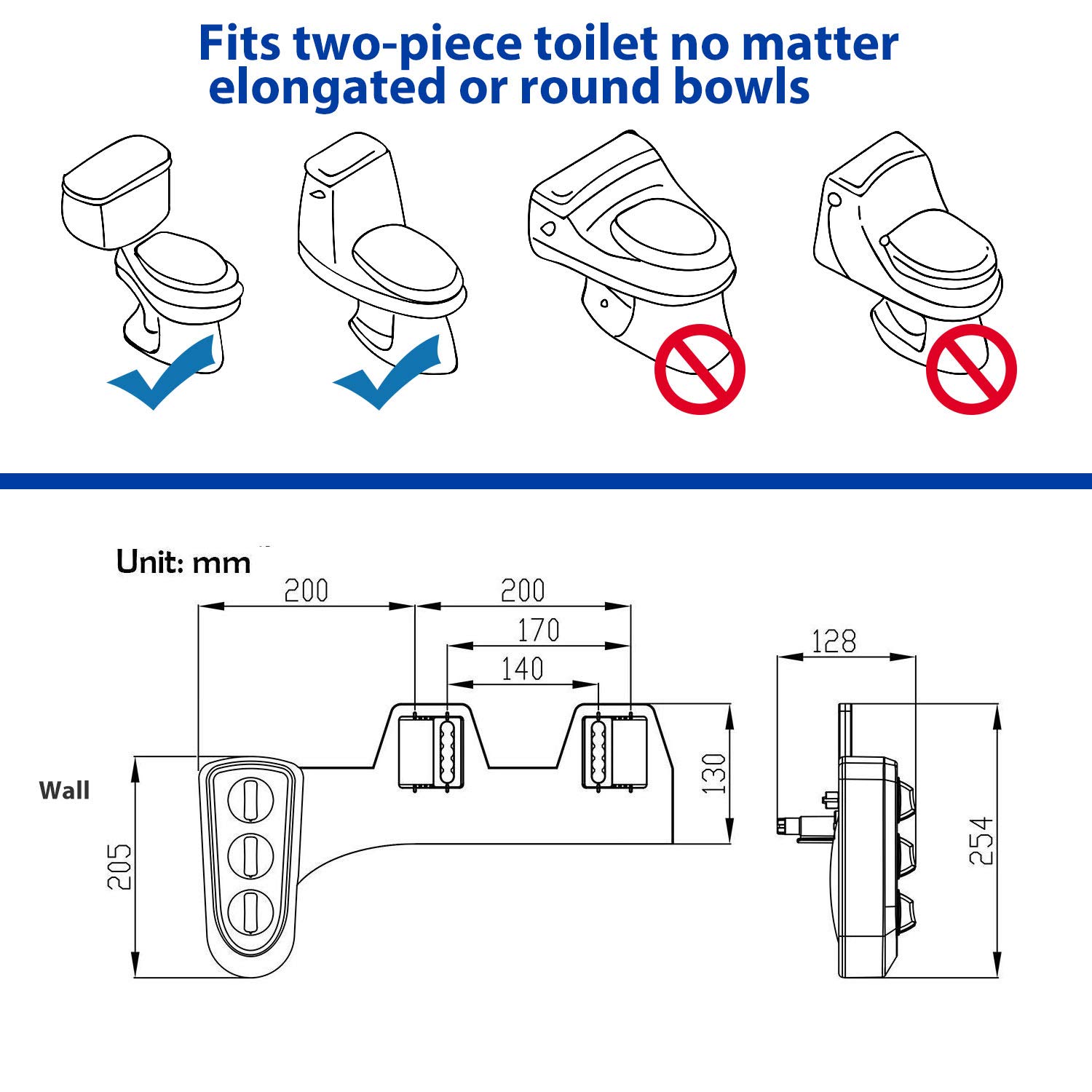 ABHQP - Dual Nozzle Hot and Cold Bidet- Self Cleaning Hot and Cold Water Bidet Non-Electric Mechanical Bidet Toilet Attachment - with Temperature (Silver)