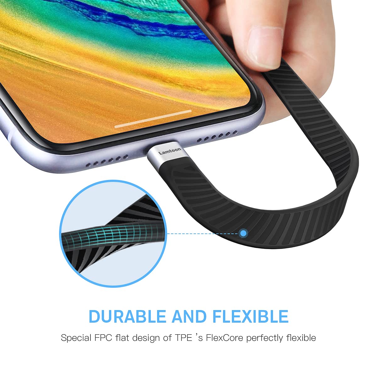 LamToon USB C to Lightning Cable Short, [MFi Certified-13.5cm] 30W Fast Charging 480Mbps Data Sync USB C Cable for Phone 14 Pro/14/13/13 Pro/12 Pro Max/12/11/11 Pro/X/XS(Not Work with DAC)