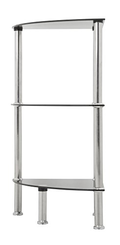 AVF S53-A Corner 3 Tier Shelving Unit in Black Glass & Chrome