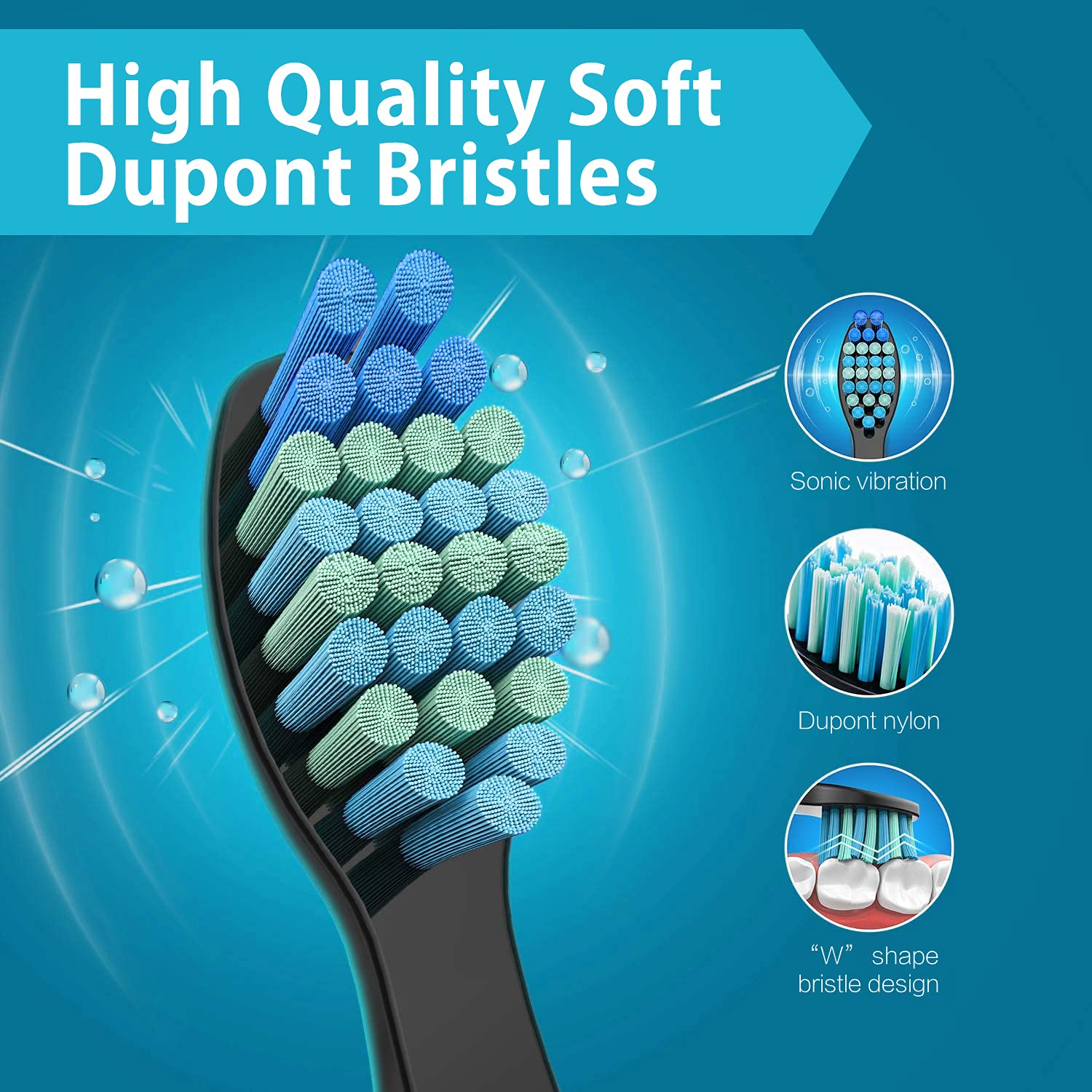 5 Pack Electric Toothbrush Replacement Heads Compatible with Fairywill,Toothbrush Heads Compatible with FW-507/508/551/515/917/959/2011,FW-D1/D3/D7/D8