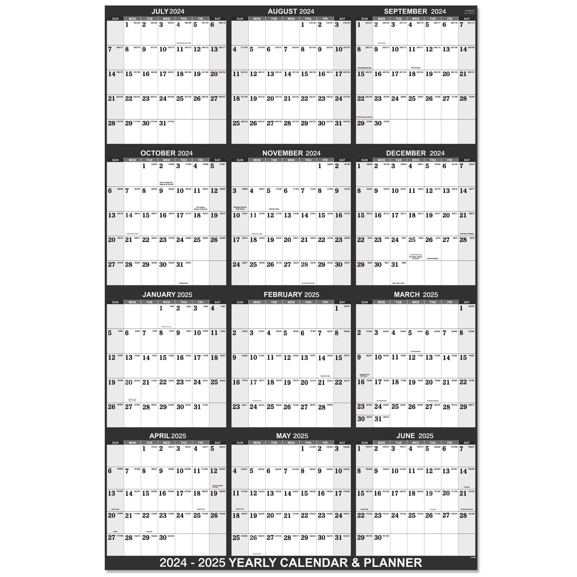 2023 Calendar - 18 Monthly Wall Calendar 2023, Jan 2023 - Jun 2024, 14.7" x 11.4", Calendar 2023 with Twin-Wire Binding + Hanging Hook + Thick Paper + Unruled Blocks + Julian Dates - Multicolored
