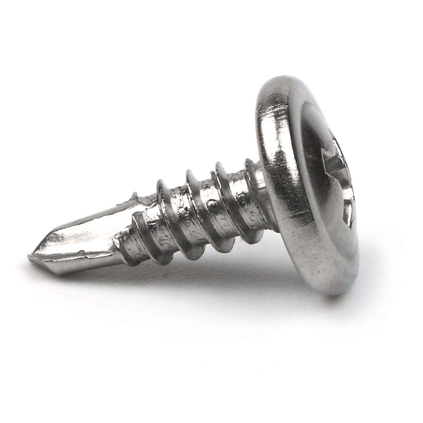 Jetovo 100 Pack 410 Stainless Steel Wafer Head Phillips Self Drilling Screws Sheet Metal Tek Screws, Modified Truss Head Self Driller - Size: #8 x 1/2"