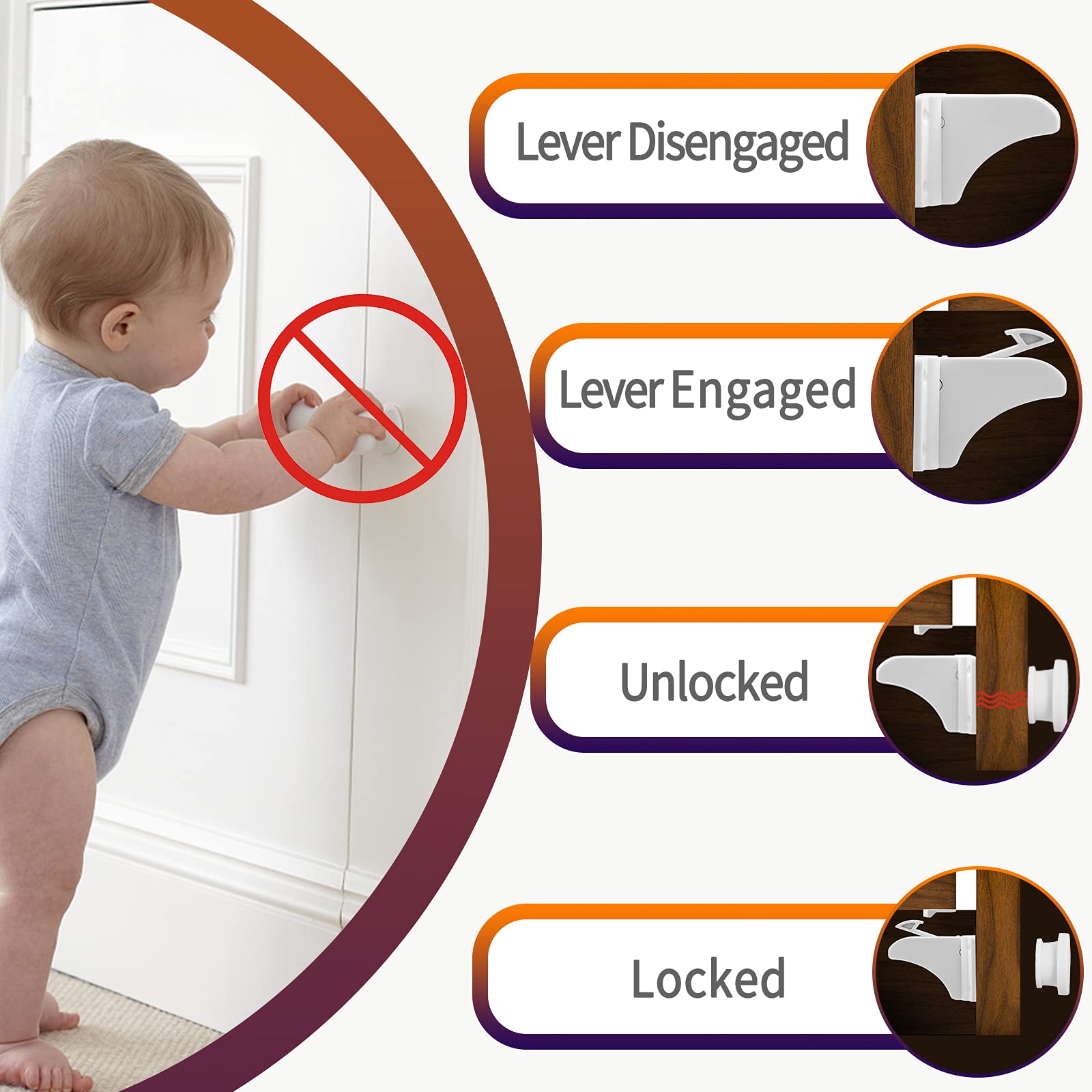 Cabinet Locks Child Safety Latches - TUSUNNY Baby Proofing Lock Child Proof Drawer Locks with Strong Adhesive for Cabinets and Drawers,Door & Corner (20Pack)