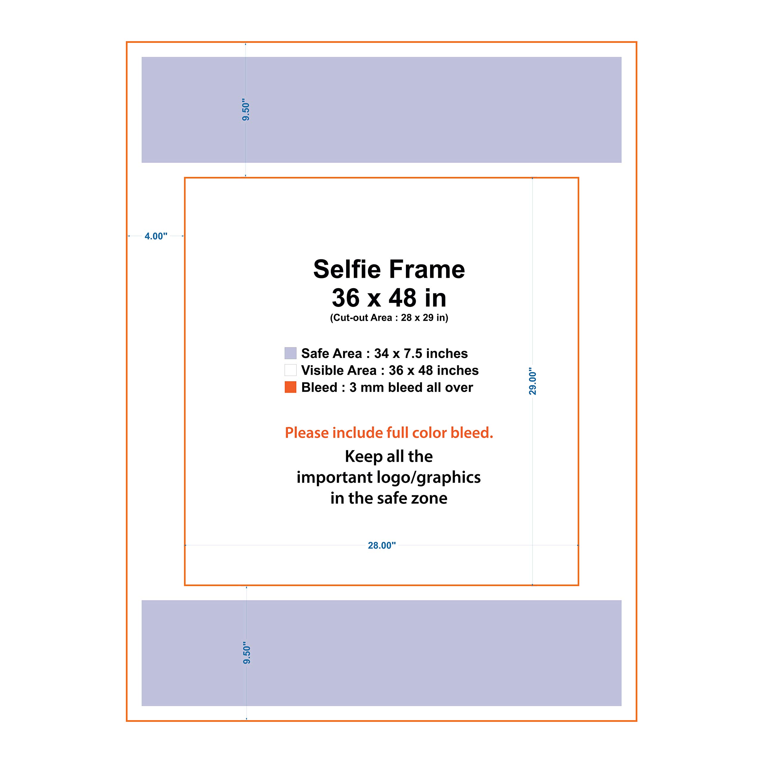 BannerBuzz Custom and Standard Selfie Frames, 890 GSM 5mm Non-Reflective Corflute Material, 600 DPI Direct UV Printing on Substrate, for Parties Photo Booth Events (Design 04, 36"x48")