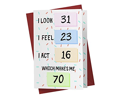 Funny 70th Birthday Cards For Women Or Men – For Friends, Family, Lover, Etc. – Funny Birthday Cards 70 years old – Perfect Funny Birthday Cards 70th Anniversary – With Envelope - One Card (1)