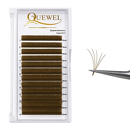 Volume Eyelash Extensions Brown 0.07mm C Curl Color Lash Extensions 15-20mm Mixed Lash Tray Rapid Blooming 3D 4D 5D 6D 8D 10D Easy Fan Volume Lashes Extensions by QUEWEL (Brown 0.07 C 15-20mm)