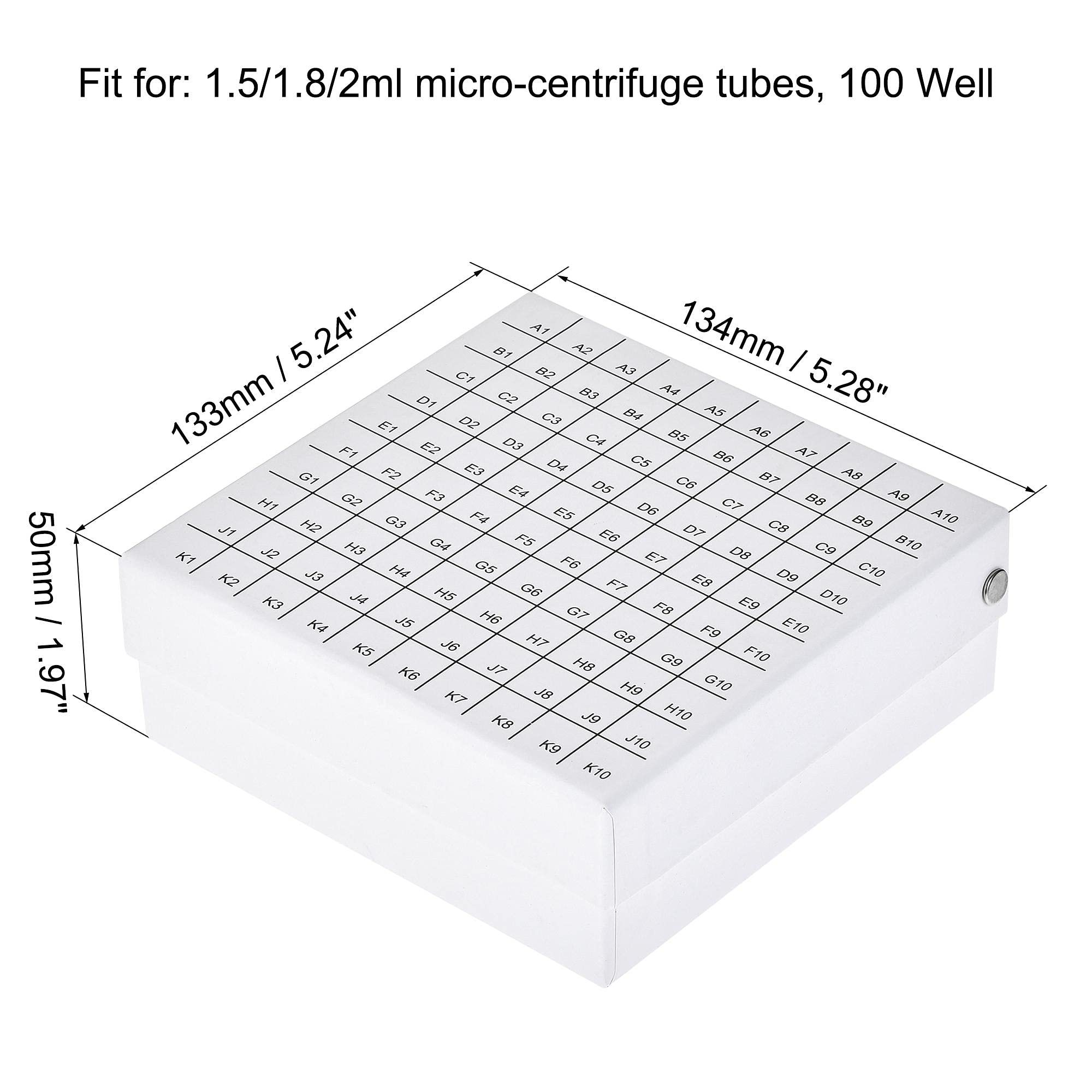 uxcell Centrifuge Tube Freezer Storage Box 100-Well Waterproof Cardboard Holder White for 1.5/1.8/2ml Micro Centrifuge Tubes