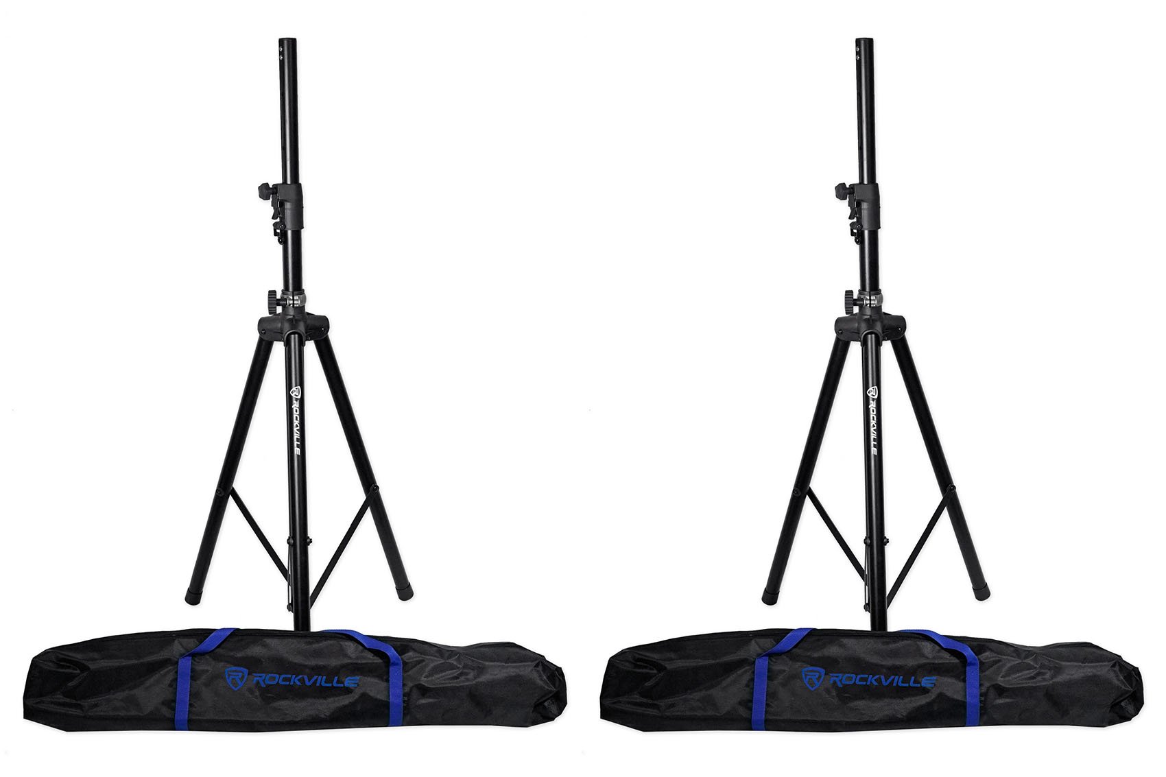 2 Rockville DJ PA Tripod Speaker Stands+Bags, Hydraulic Air Auto Lift RVSS4AB