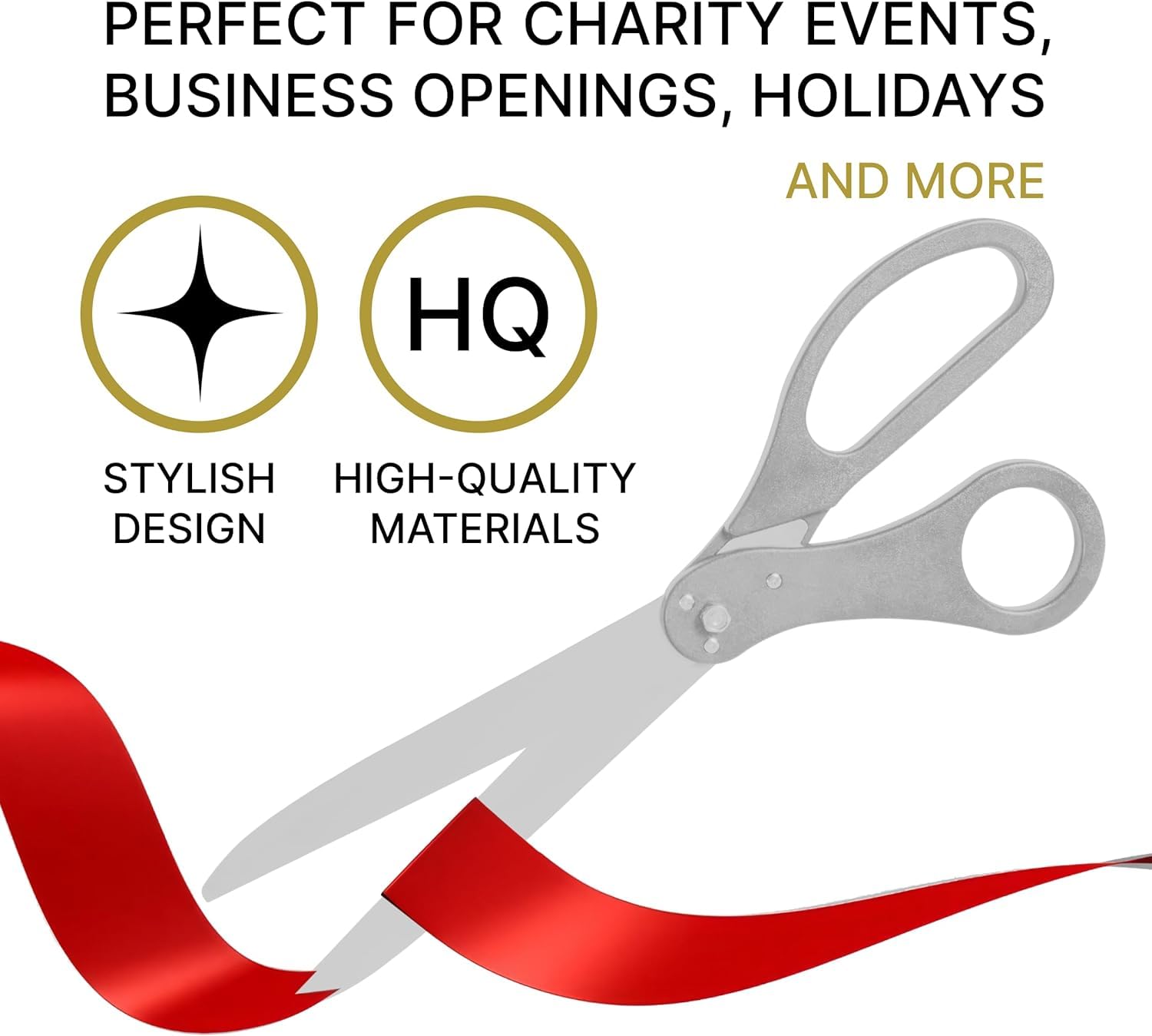 25" Giant Ribbon Cutting Scissors Silver β Heavy Duty Extra Large Grand Opening Ribbon Cutting Ceremony Scissors for Grand Openings Inaugurations Ceremonies & Special Events