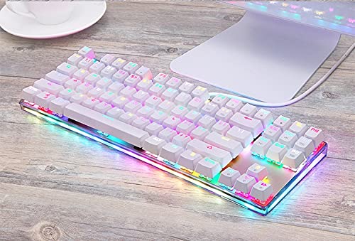 QHH Mechanical Gaming Keyboard RGB LED Rainbow Backlit Wired Keyboard with Red Switches for PC/Gamer, Typist