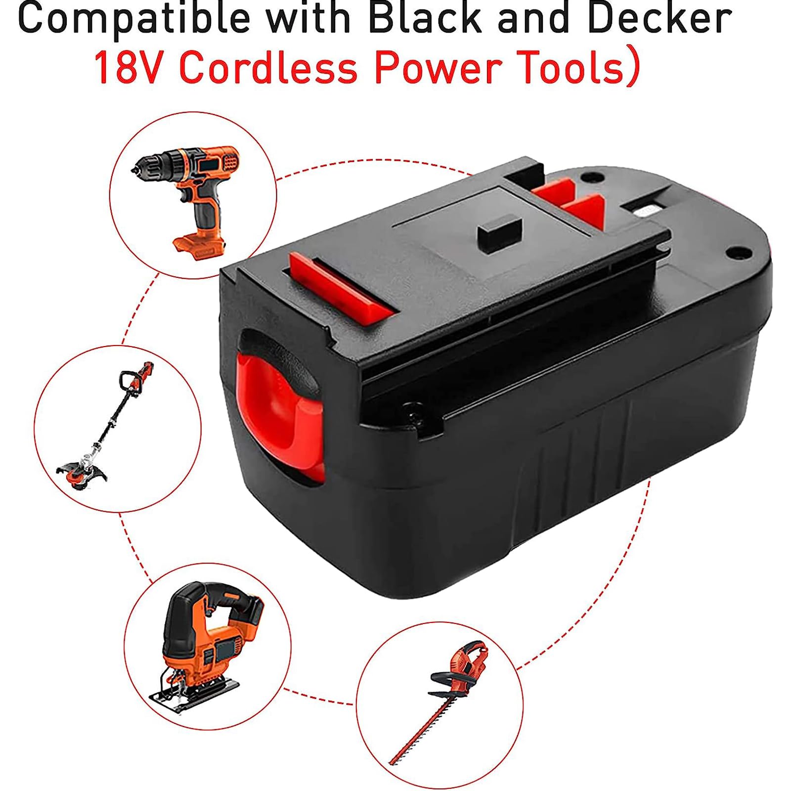 2-Pack [Upgraded to 3600mAh] HPB18 Replacement for Black and Decker 18V Battery Compatible with Black and Decker 18 Volt Battery Ni-Mh 244760-00 A1718 FS18FL FSB18 Firestorm Cordless Tools (Black)