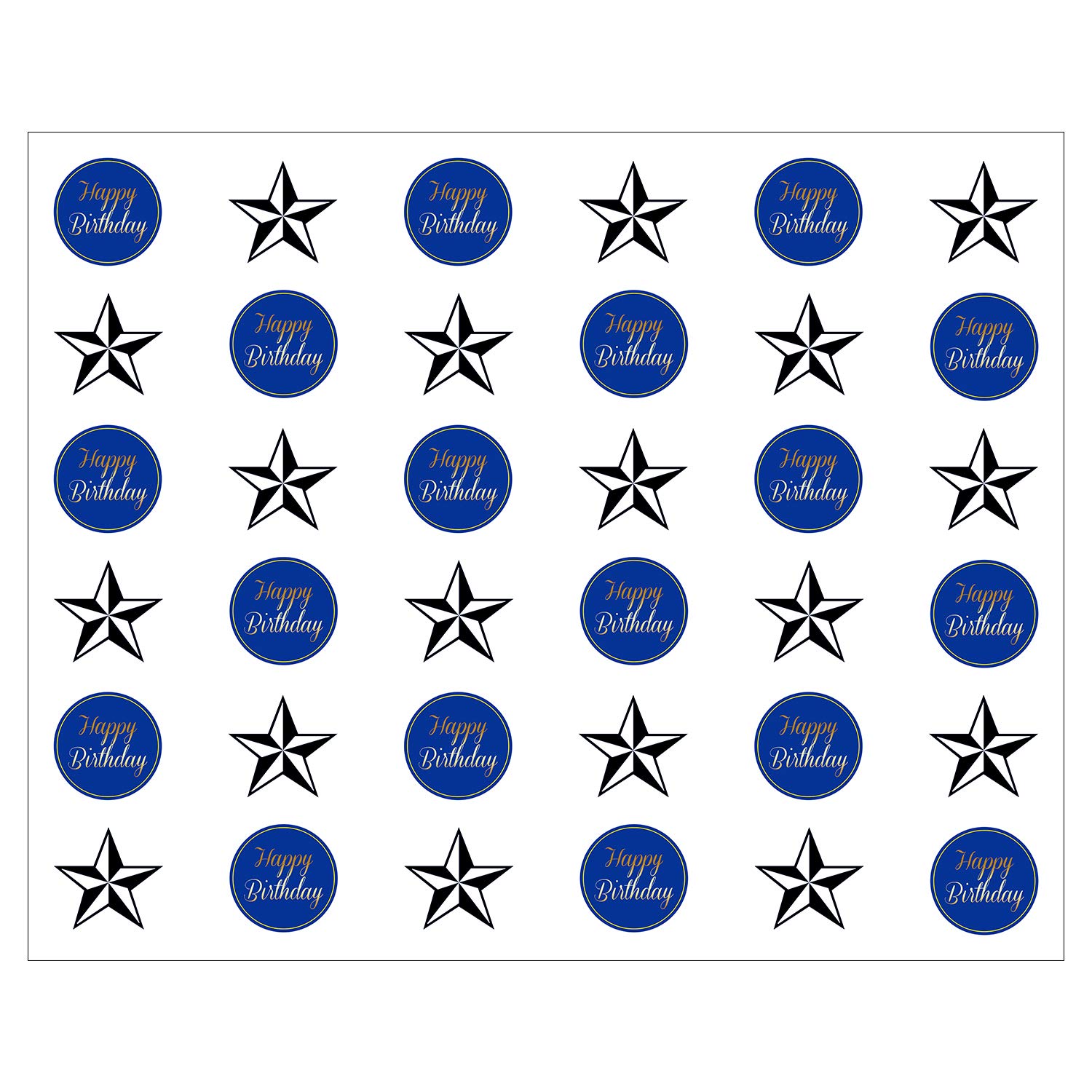 BannerBuzz Happy Birthday 3D Stars Theme Custom Step and Repeat Banner, Graphic, 11 oz. PVC Flex, 720 DPI Eco-Solvent Printing, for Events and Parties, Photography Background (8'W x 10'H)