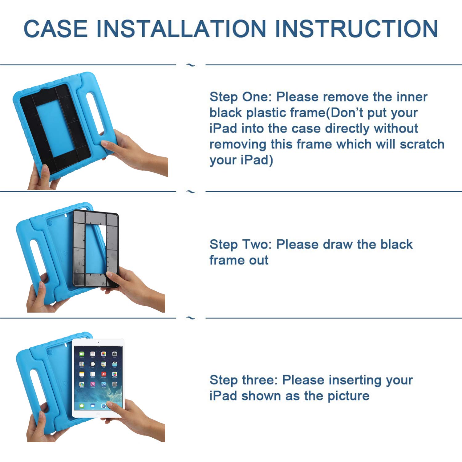 CAM-ULATA New iPad Mini 5th Generation 2019 Case Kids Durable Shockproof Convertible Handle Light Weight Soft Kid Friendly Protective Case Cover for iPad Mini 4 2015 Mini 5 2019,Blue