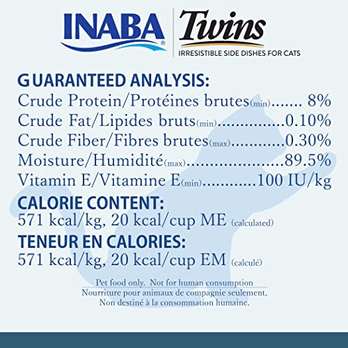 INABA Twins for Cats, Grain-Free Shredded Chicken & Broth Gelée Side Dish/Complement/Topper Cups, 1.23 Ounces per Serving, 19.68 Ounces Total (16 Servings), Tuna & Chicken with Salmon Recipe