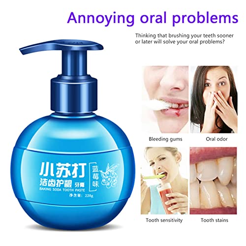 220g Instant Clean Intensive Stain Removal Whitening Toothpaste Baking Soda Blueberry Flavor Toothpaste Prevent Tooth Decay (Purple)