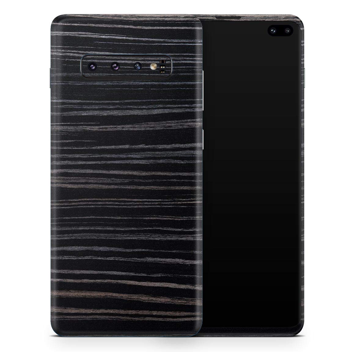 DesignSkinz Black Wood Texture Protective Vinyl Decal Wrap Skin Cover Compatible with The Samsung Galaxy S20 (Screen Trim & Back Glass Skin)