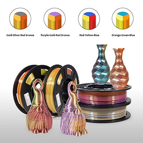 3D Printer Filament, Glow in The Dark Filament,Tri-Color Filament Bundle, pla Filament 1.75mm
