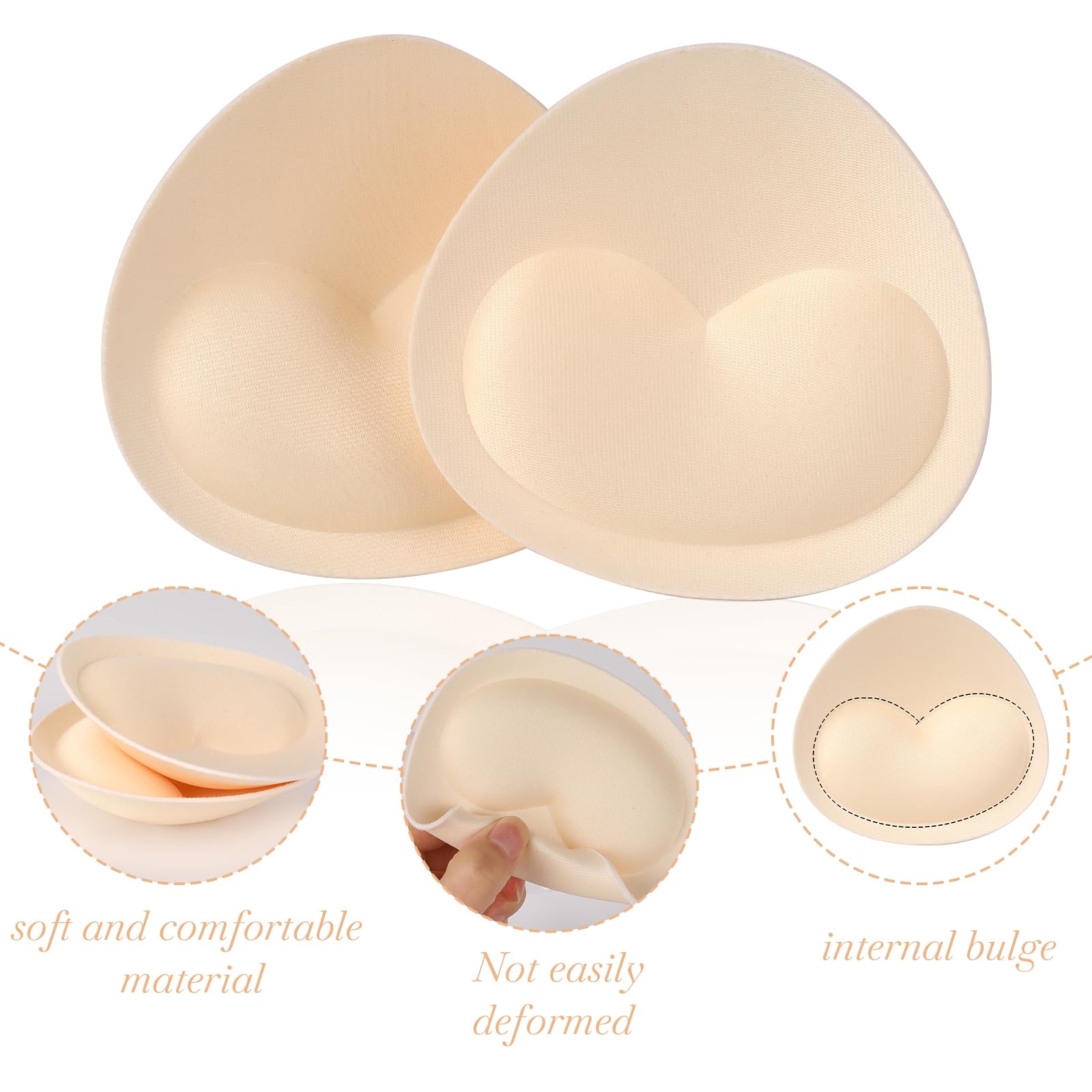 2 Pairs Bra Pads Inserts Breast Enhancers, Women's Push Up Bra Inserts Sew in Bra Cups for Sports Bras Push up Swimsuit Pads Fits A Cup