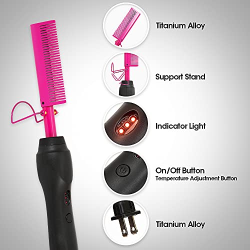 Electric Hot Comb for Wigs, Straightening Comb, Plug-In Hair Straightener for Black Hair