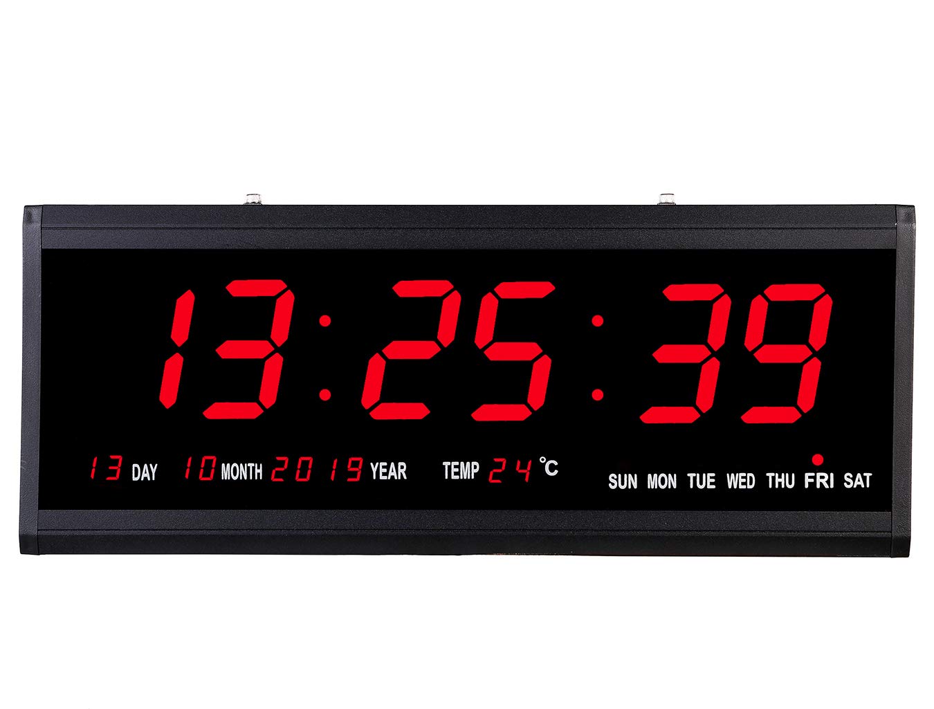 18.9 Inch Oversized LED Digital Wall Clock Large Display with Indoor Temperature Date and Day of Week,Electric Wall Clock/Calendar Timer Home Decor -Red