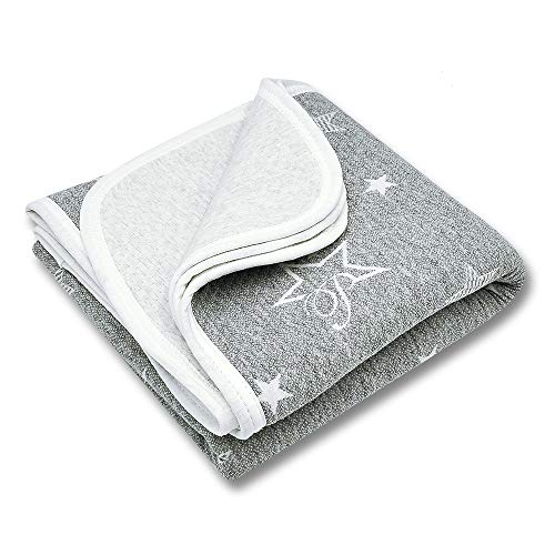 Organic Cotton Toddler Blanket, Breathable and Warm Crib Bed Baby Blanket, Super Soft and Light Weight Quilted Blanket for Boys and Girls, 39x47 Inches, Grey Starry