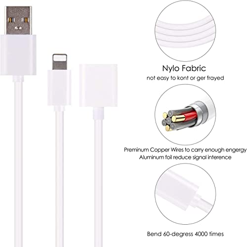 Charger Adapter for Apple Pencil Adapter Compatible with iPad Pro Pencil Accessories Male to Female Flexible Connector 2in1 Charging Cable 150CM