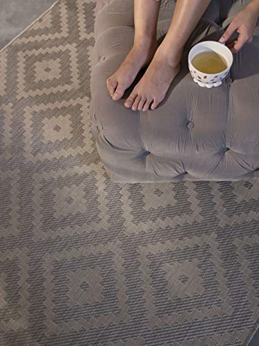 Furnish my Place Outdoor Collection Accent Diamond Rug - 5 ft. 3 in. x 7 ft. 6 in. Dove, Moroccan Water Proof Rug for Bedrooms, Gardens, Patio