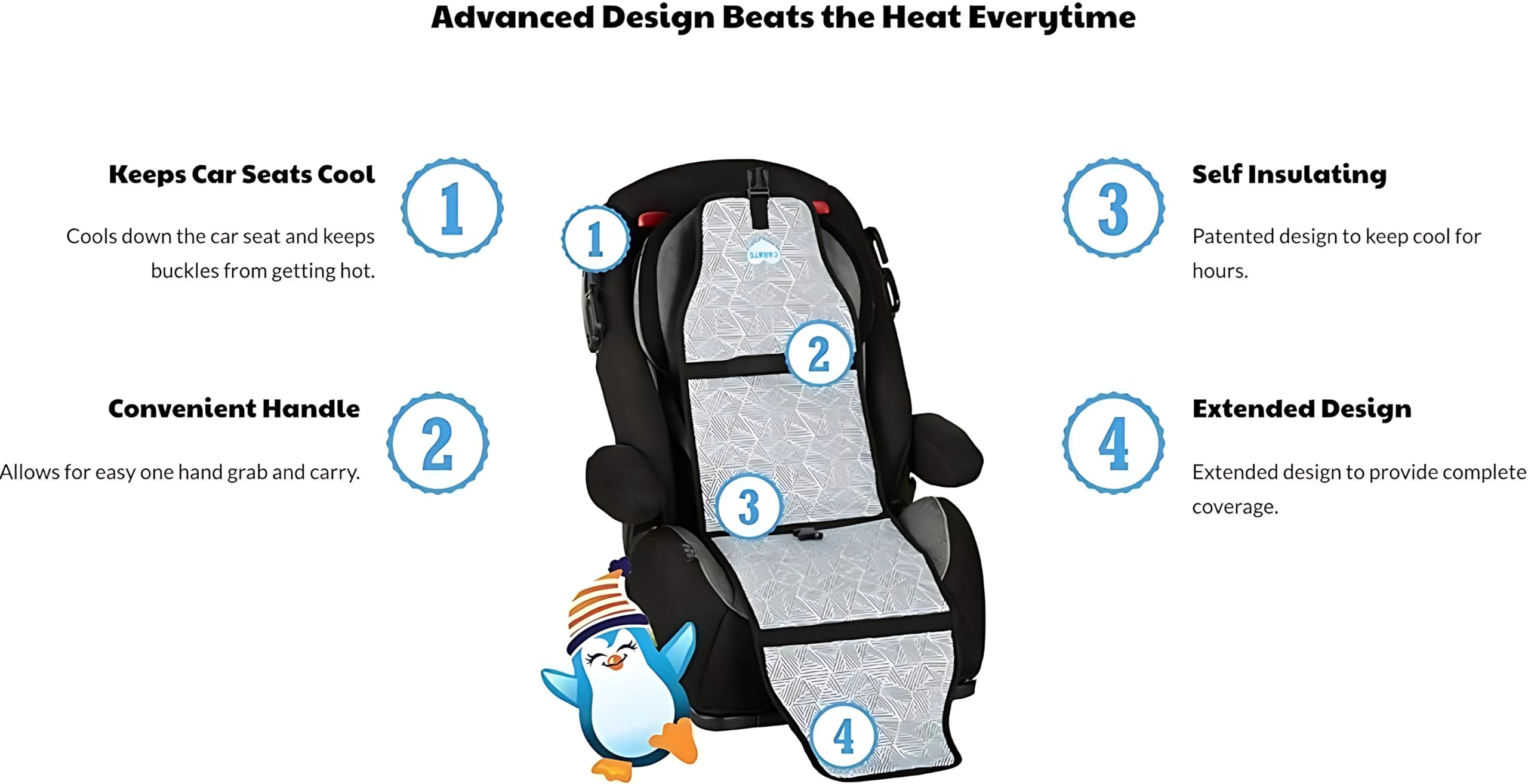 Carats Car Seat Cooler for Baby with COOLTECH - Baby Car Seat Cooling Pad (GEO)