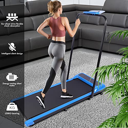 2 in 1 Folding Treadmill,1.5-2.5 HP Under Desk Electric Treadmill, Installation-Free,Remote Control and LED Display, Walking Jogging for Home Office (Partial w/Blue Tooth Speaker)