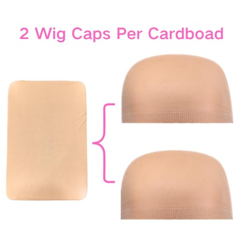 OSCCI Brown Stocking Wig Caps 2 Pieces Stretch and Breathable Nylon Wig Cap Suit for Women and Men (2 Caps)