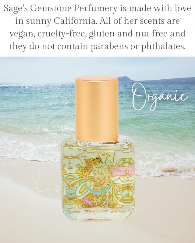 Turquoise Organic Perfume Oil Extract Roll-On by Sage- 1/4 oz, Vegan & Cruelty-Free, Marine Scent, Waterflower Musk, Blue Chamomile, Grapefruit