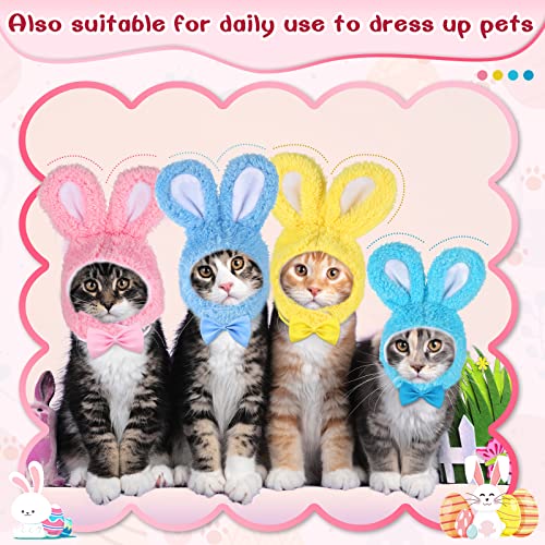 20 Pcs Easter Costume Set Bunny Ears Costume for Dogs Cats 10 Bunny Rabbit Hat with Ears Bunny Ears Pet Headband 10 Bowtie Collar Hats for Cats Small Dogs Costume Accessory