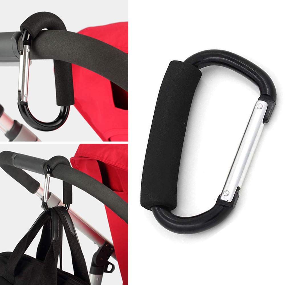 2 Pcs D Shape Large Buggy Carabiner Hook Pram Pushchair Stroller Clip for Strollers Prams Pushchairs and to Hand Carry Your Shopping Bags