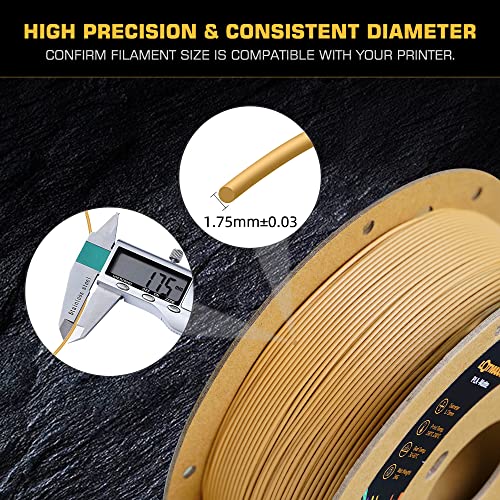 LOTMAXX Matte PLA Filament 1.75mm Matte PLA 3D Printer Filament, 1kg Cardboard Spool (2.2lbs), Dimensional Accuracy +/- 0.03mm, Fit Most FDM Printer(Matte Wood)
