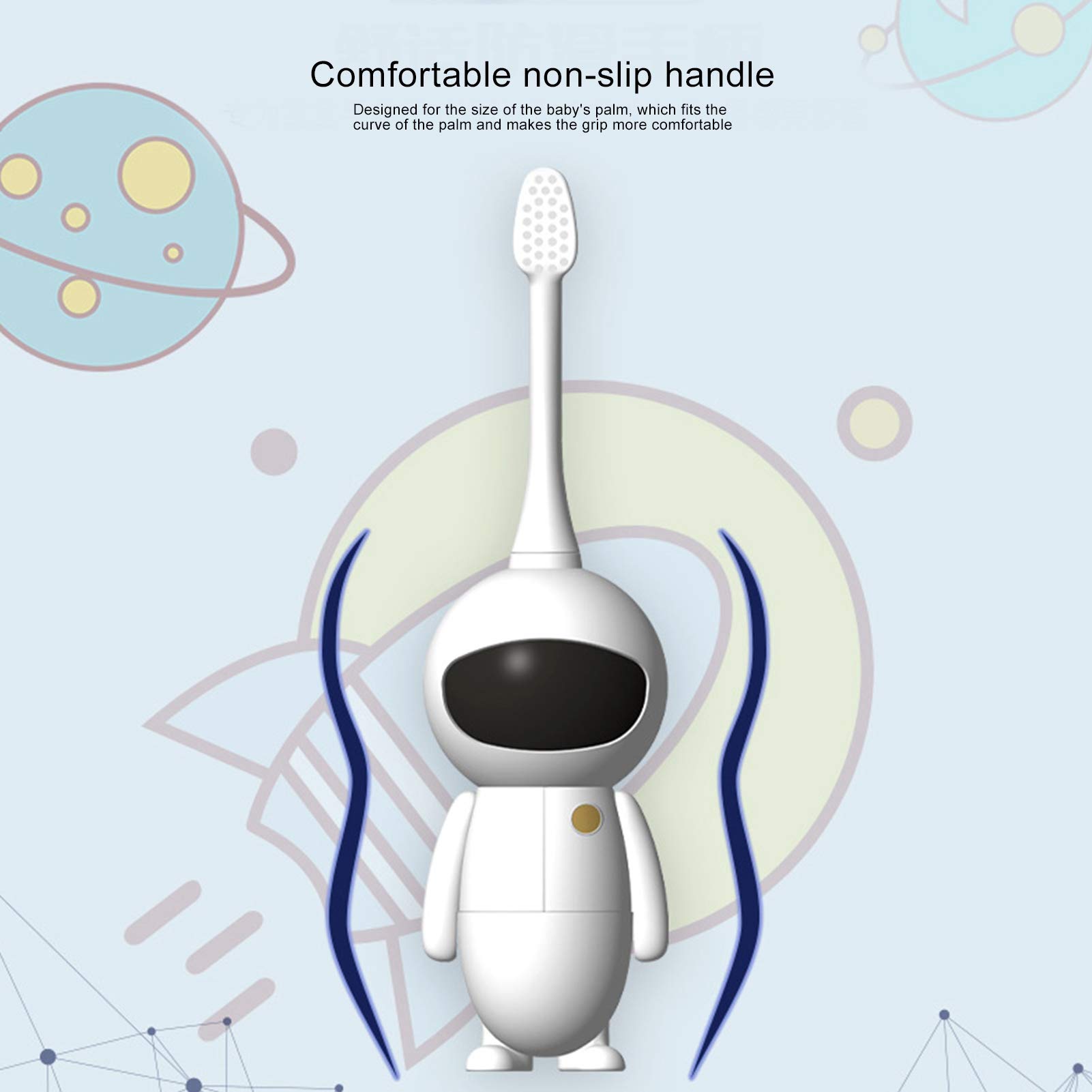 Sonic Rechargeable Kids Electric Toothbrush with 3 Brush Head, Cute Shaped Toothbrush for Children, IPX7 Waterproof