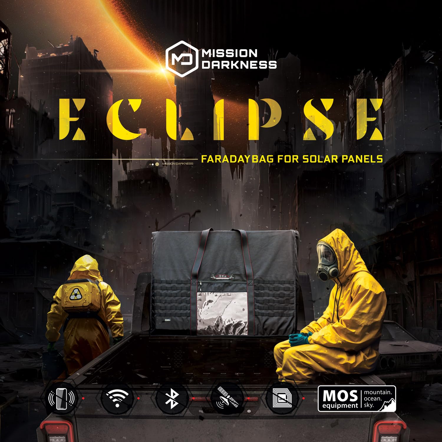 Mission Darkness Eclipse Faraday Bag for Solar Panels & Extra-Large Electronics // Military-Grade RF Shielding Case Designed for EMP CME Solar Flare Protection, Preppers, and Personal Security