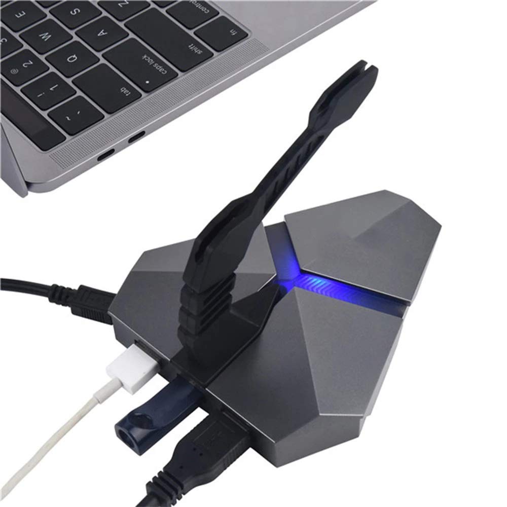WJCCY LED Light 3-Port Bungee USB Hub Splitter SD Card Reader Mouse Clamp USB 2.0 Data Gaming HUB