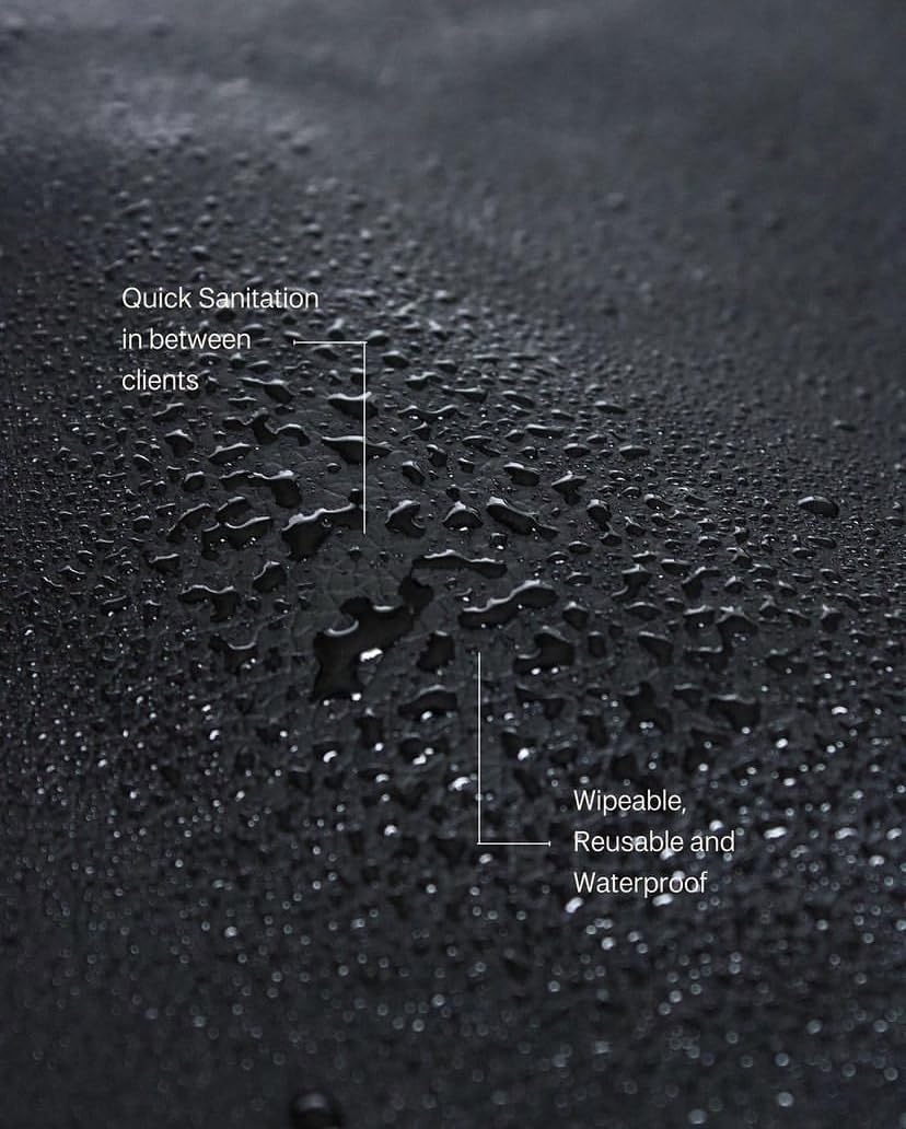 Sophi & Co. Vegan Lash Bed Cover - Wipeable, Reusable and Waterproof Fitted Linen, Excellent Spa Salon Massage Table Linen, Vegan Leather Spa Bed Topper, 1 Count (6ft, Black)